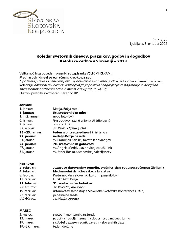 Koledar 2023 PDF | PDF