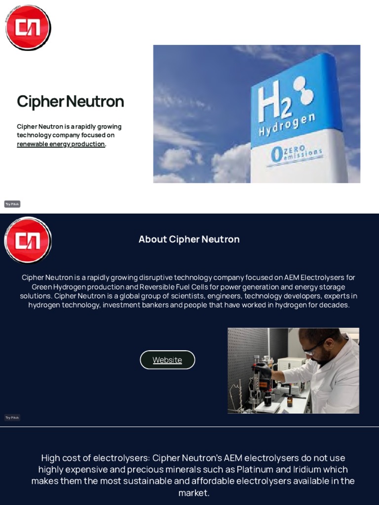 Cipher Neutron: Green Hydrogen Tech Innovator | PDF