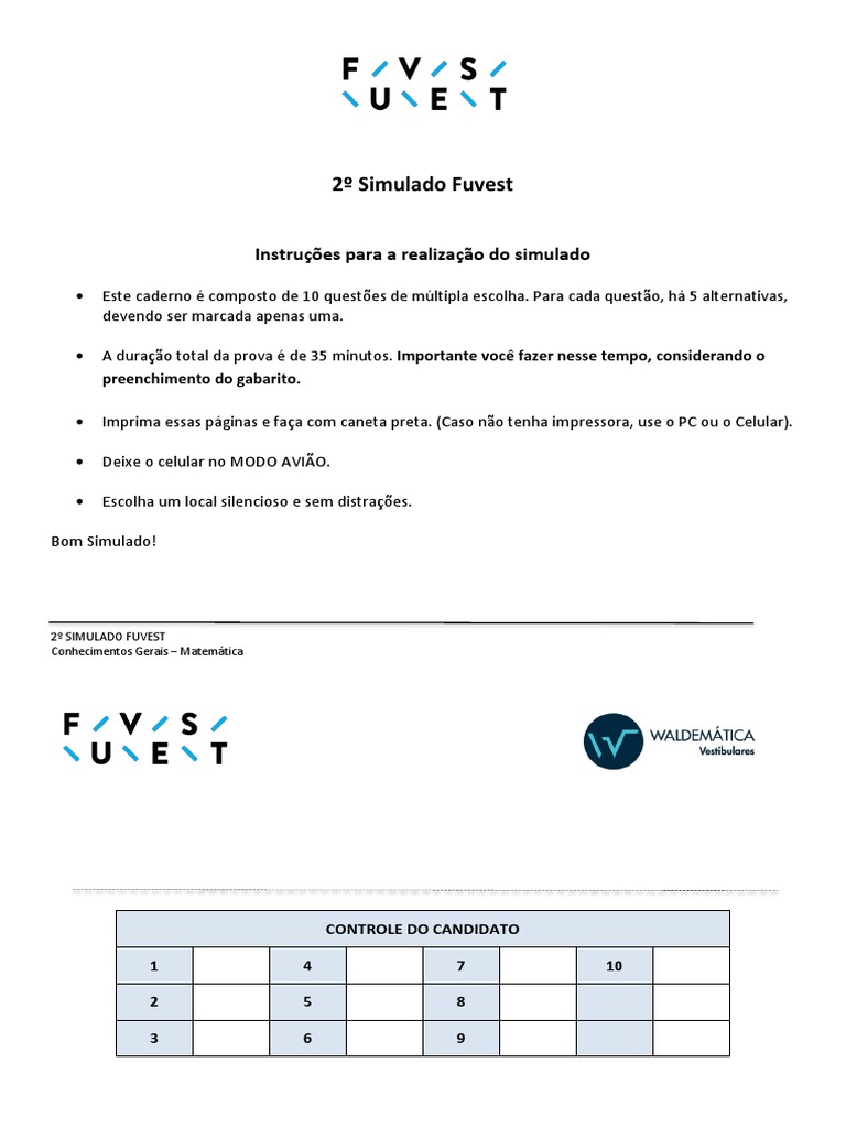 2º Simulado Fuvest PDF | PDF