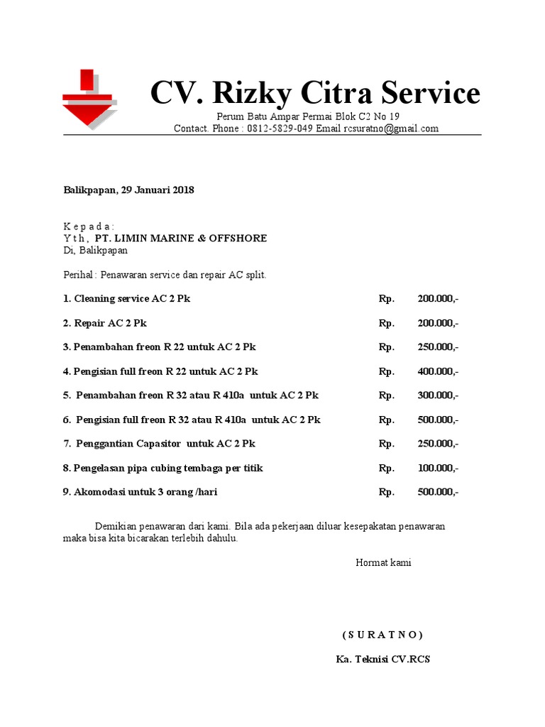 Penawaran PT. LIMIN MARINE & OFFSHORE | PDF