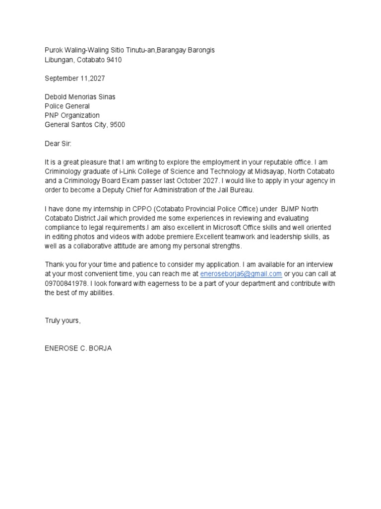 PNP job application for Deputy Chief position | PDF