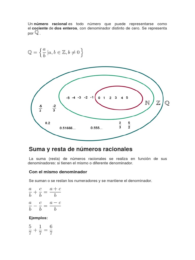 Operaciones Con Números Racionales PDF | PDF | Número racional ...