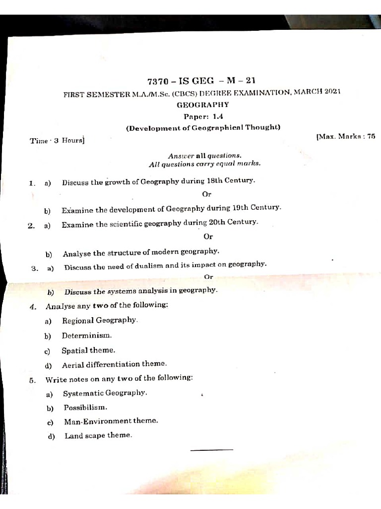 MSC 1st Sem Question Papers PDF | PDF