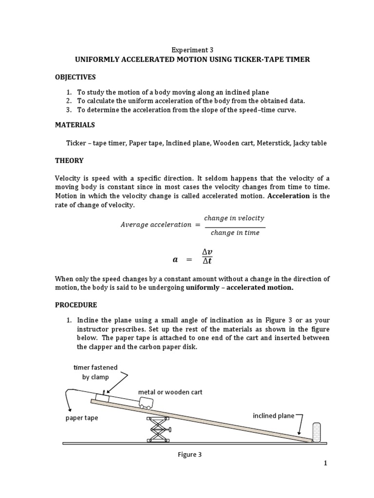 Uniformly Accelerated Motion Experiment No 3 Pdf