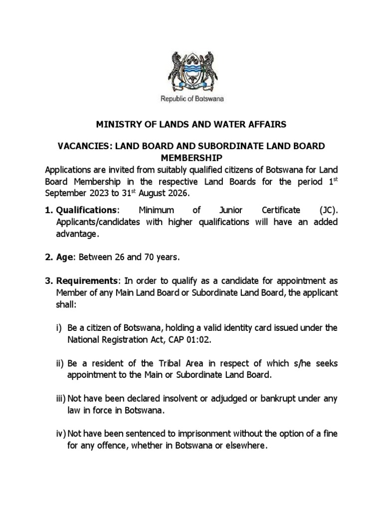 Advert For Land Board Members - Jun 23 PDF | PDF