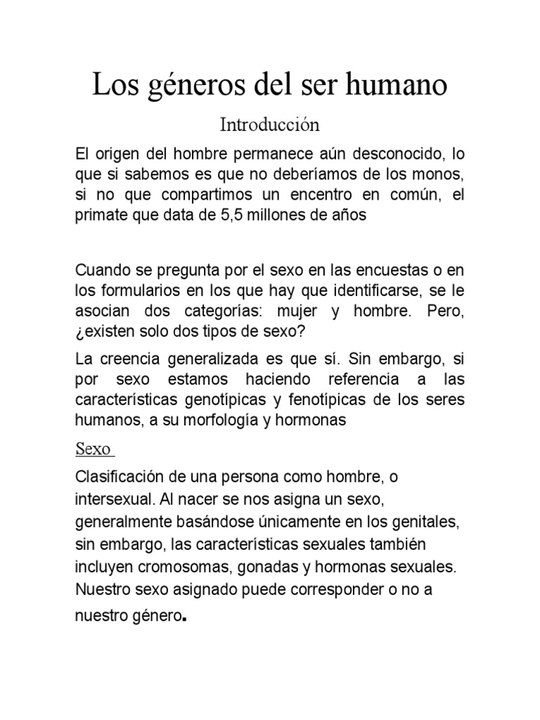 Los Géneros Del Ser Humano Word... | PDF