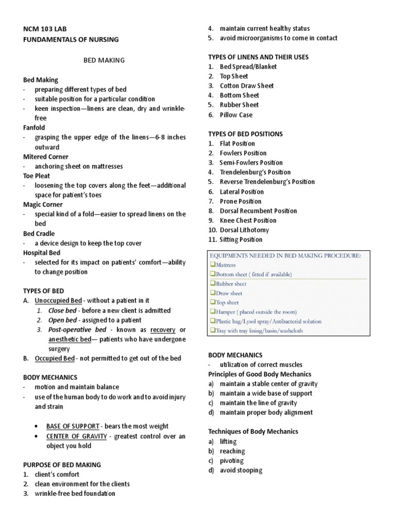 NCM 103 Lab (Notes) PDF | PDF