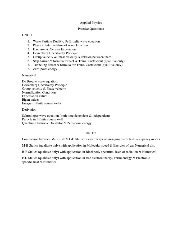 Practice Questions Applied Physics | PDF | Teaching Methods & Materials | Technology & Engineering