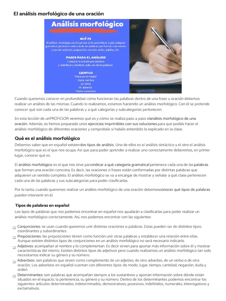 Análisis morfológico de oraciones | PDF