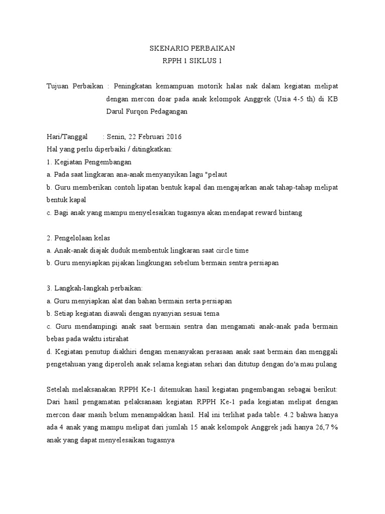 RPPH Peningkatan Motorik Anak 4-5 Tahun | PDF