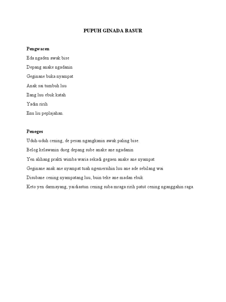 Pupuh Ginada Basur | PDF