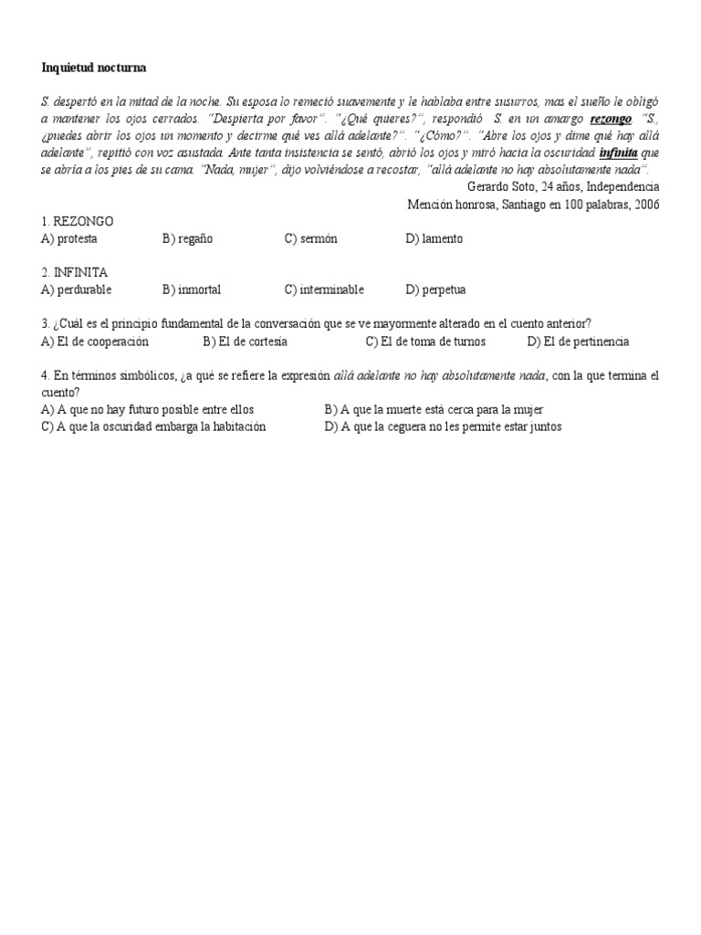 Guía 2 - Comprensión Lectora en Microcuentos | PDF