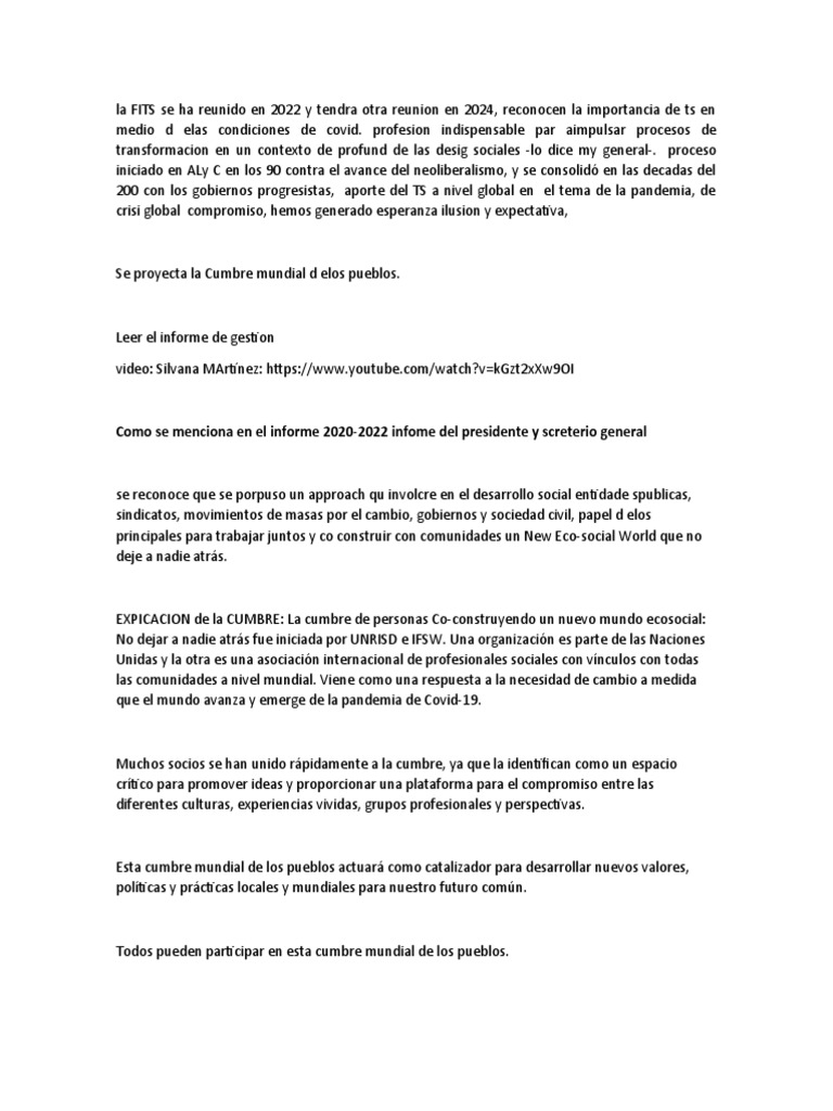 Información Sobre La FITS IFSW | PDF