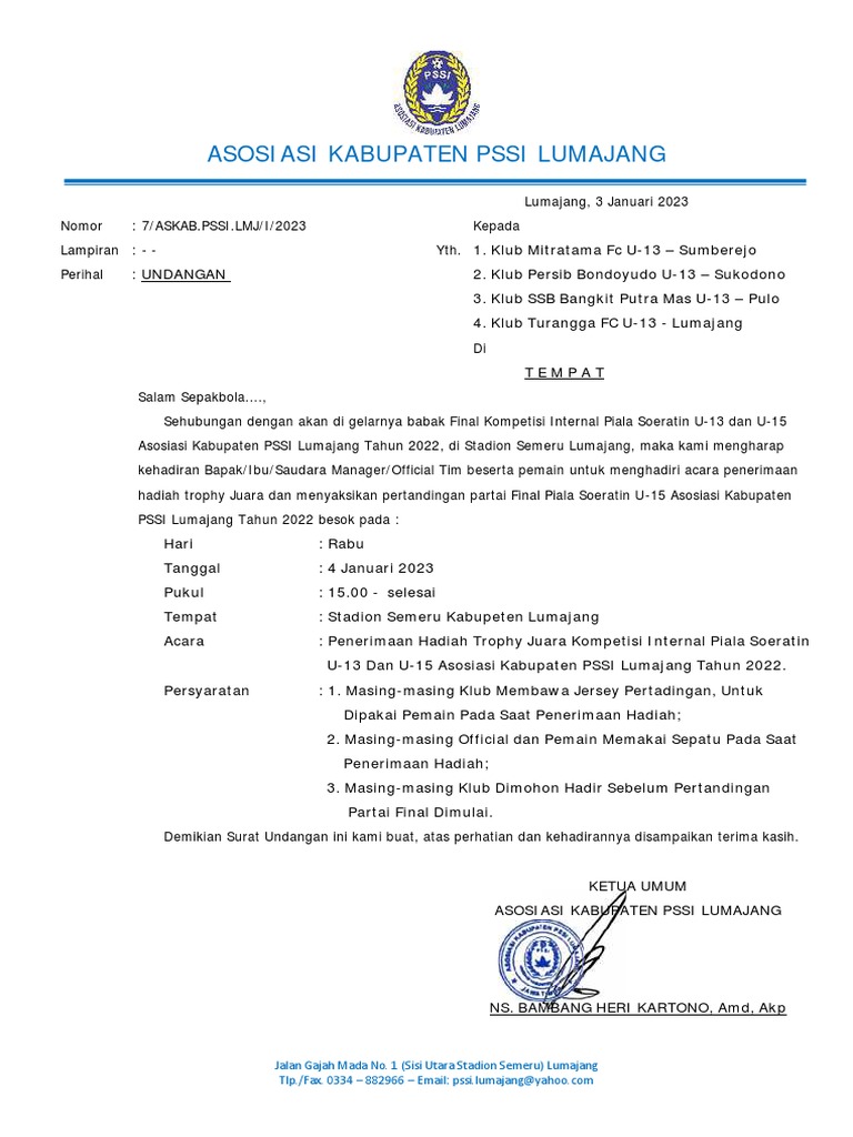 7 - Surat Undangan Klub Penerimaan Hadiah | PDF