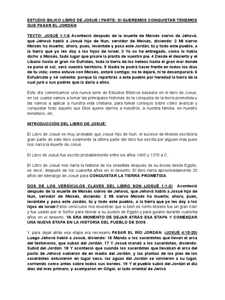 Estudio Biblico Libro de Josue I Parte - Si Queremos Conquistar Tenemos ...