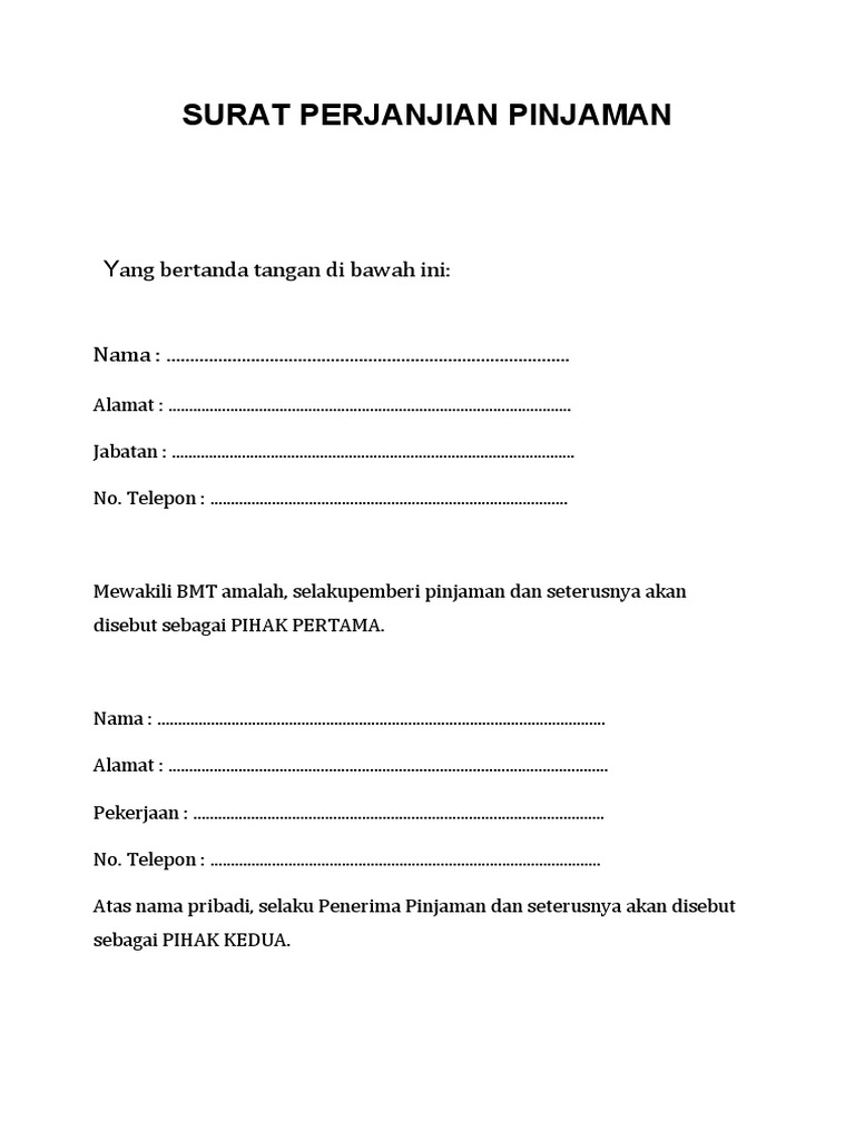 Surat Perjanjian Pinjaman | PDF