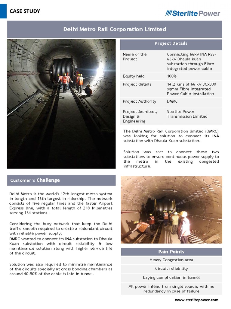 Delhi Metro 66kV Cable Solution | PDF | Electrical Substation | Rapid ...