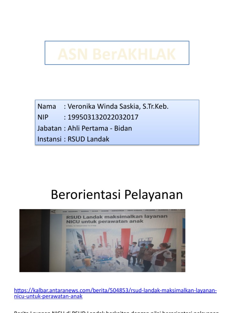 Veronika Winda Saskia - ASN BerAKHLAK | PDF | Bisnis