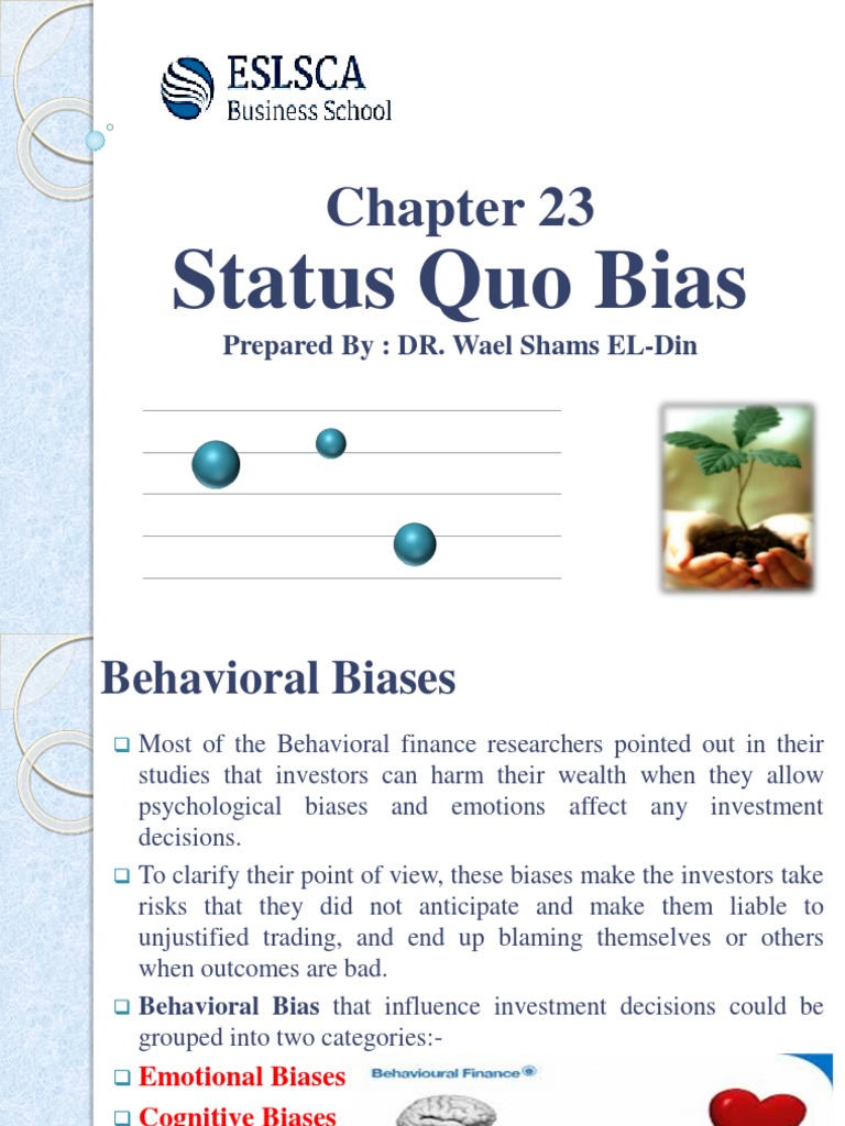 Chapter 23 - Status Quo Bias PDF | PDF | Investing | Risk