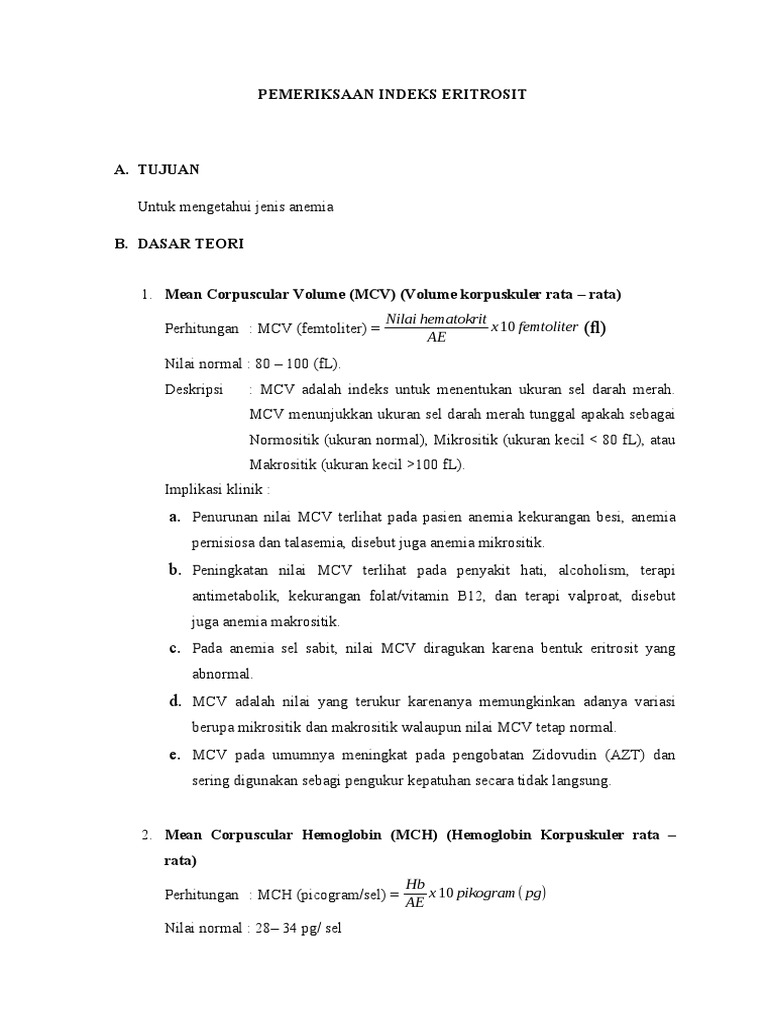 Pemeriksaan Indeks Eritrosit | PDF | Kesehatan Holistik