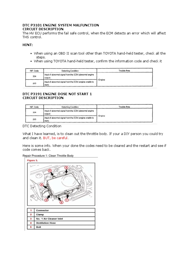 DTC P3101 Engine System Malfunction PDF | PDF