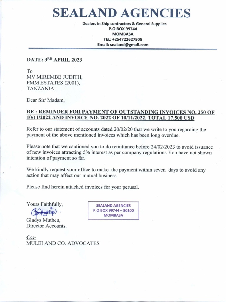Sealand Agencies Account Statement | PDF