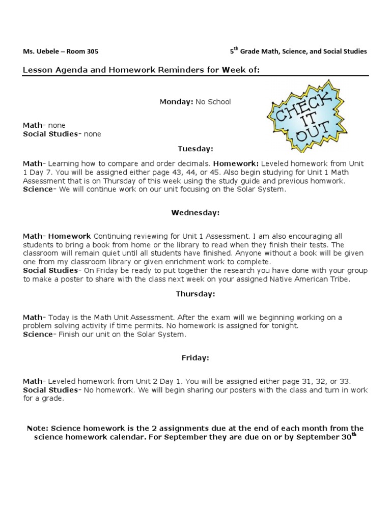 5th Grade Weekly Lesson Plan | PDF