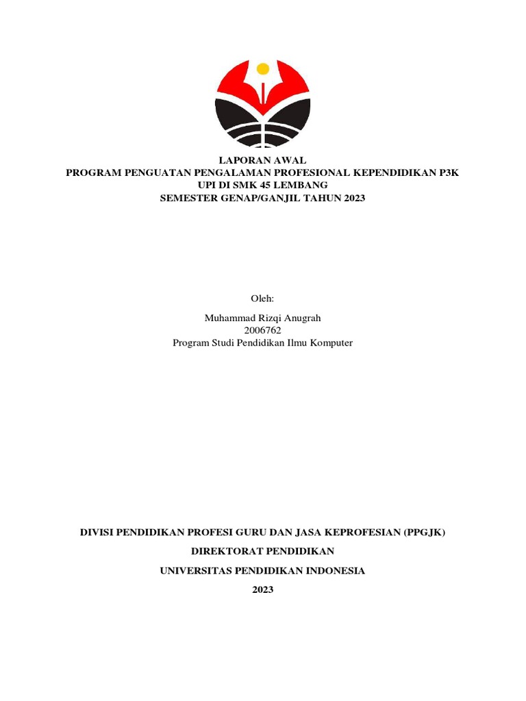 Muhammad Rizqi Anugrah - 2006762 - LAPORAN AWAL P3K UPI - Compressed PDF | PDF