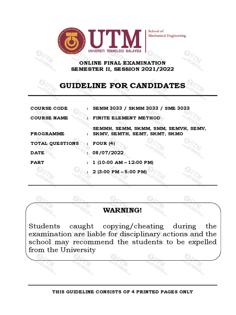Online Exam Guidelines for SEMM3033 | PDF | Career & Growth