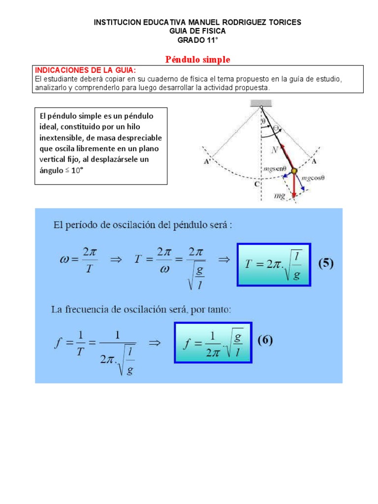 Guia 05. Periodo Del Pendulo Simple | PDF