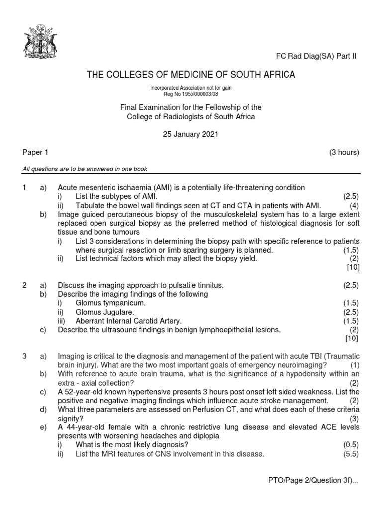 FC_Rad_Diag(SA)_Part_II_Past_Papers_-_2021_1st_Semester_30_11_2022 | PDF