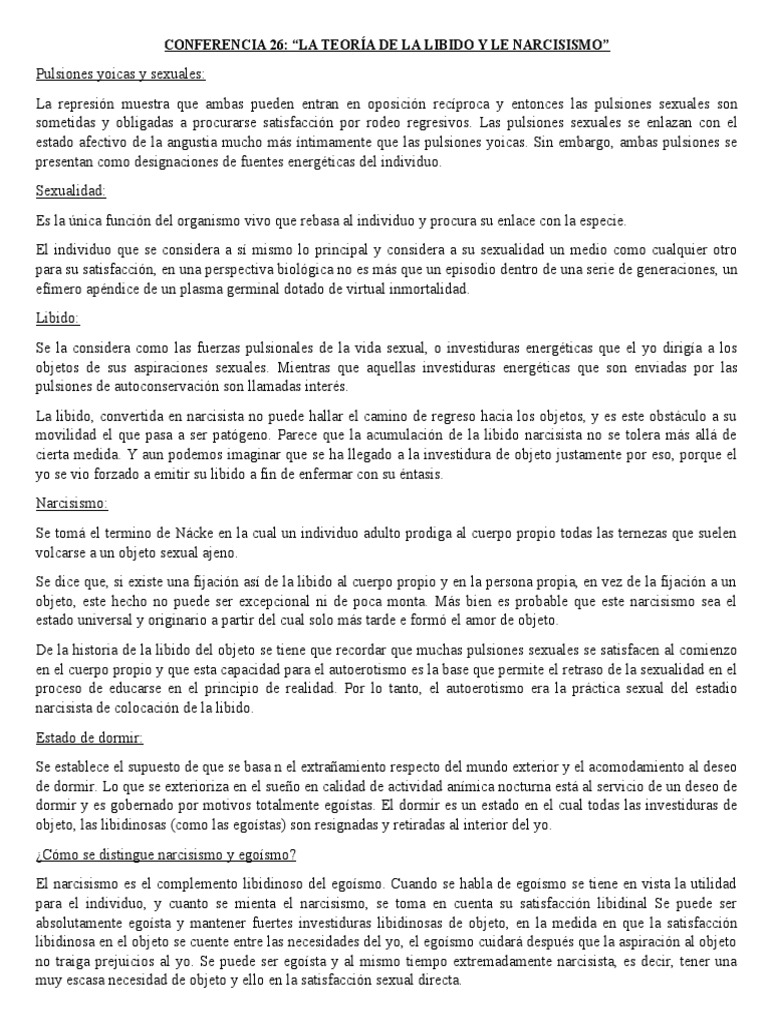 Teoría de la Libido y Narcisismo | PDF | Ciencias sociales | Filosofía