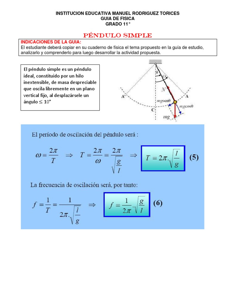 Guia 05. Periodo Del Pendulo Simple PDF | PDF | Péndulo | Oscilación