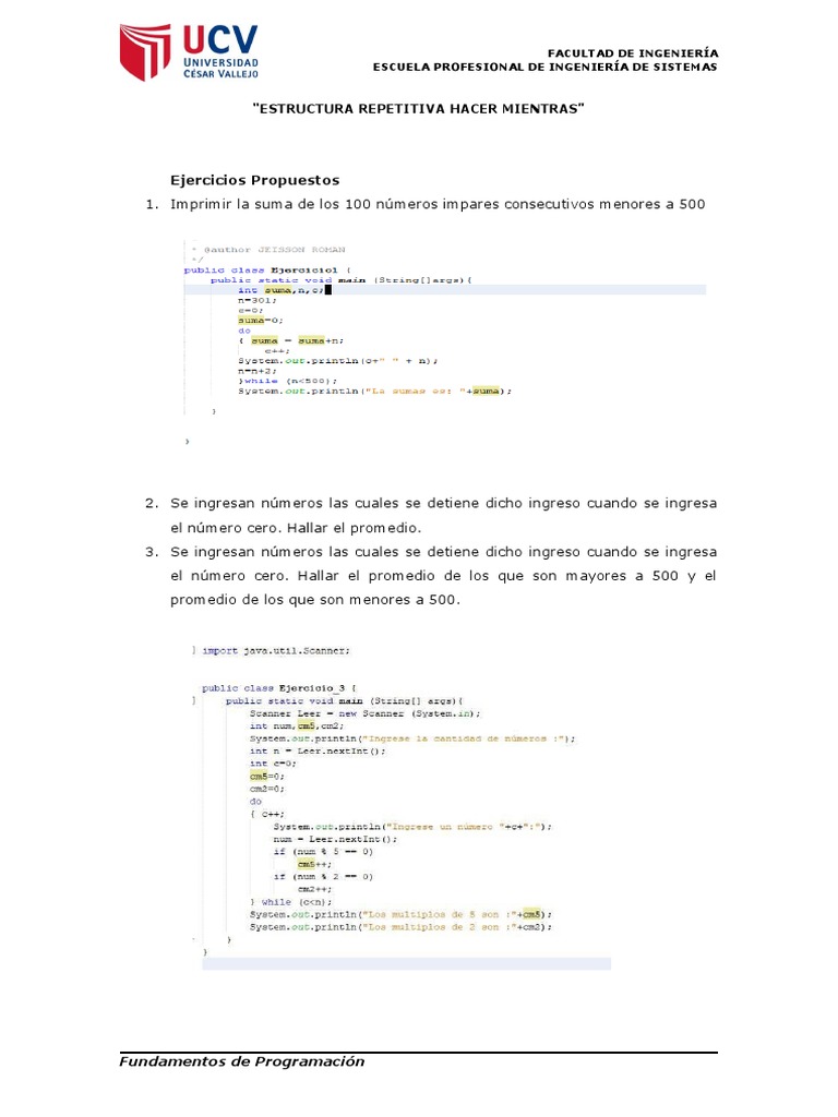 Estructura Repetitiva Hacer Mientras | PDF | Entero | Matemáticas