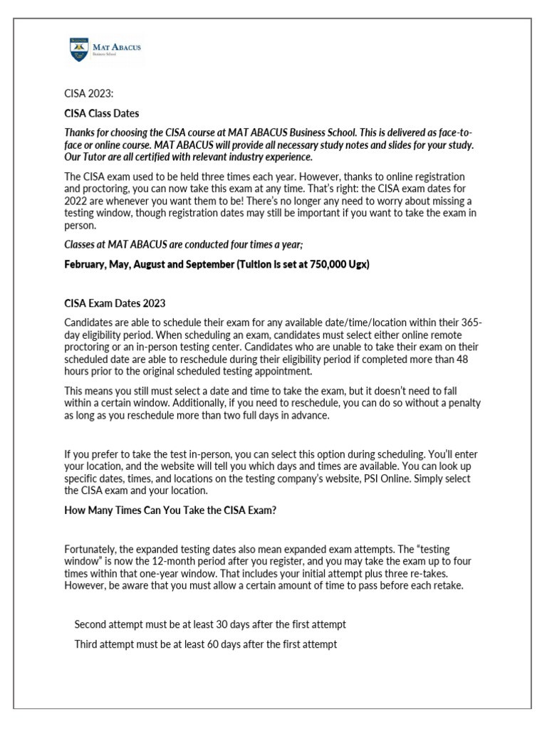 CISA-Exam-Dates-2022-2023-and-Other-Information.pdf | PDF