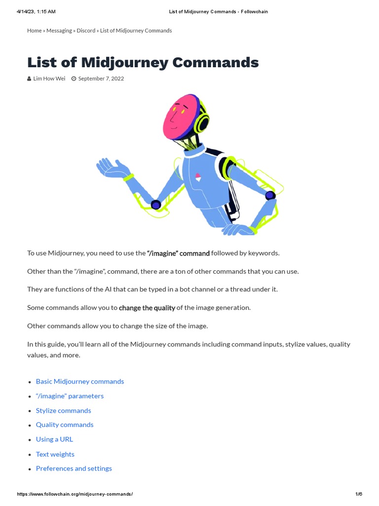 List of Midjourney Commands - Followchain PDF | PDF