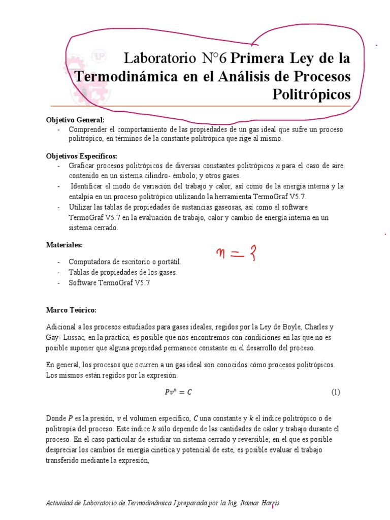Guias de Laboratorio de Termodinámica I Con Termograf V5.7 Día 4 | PDF