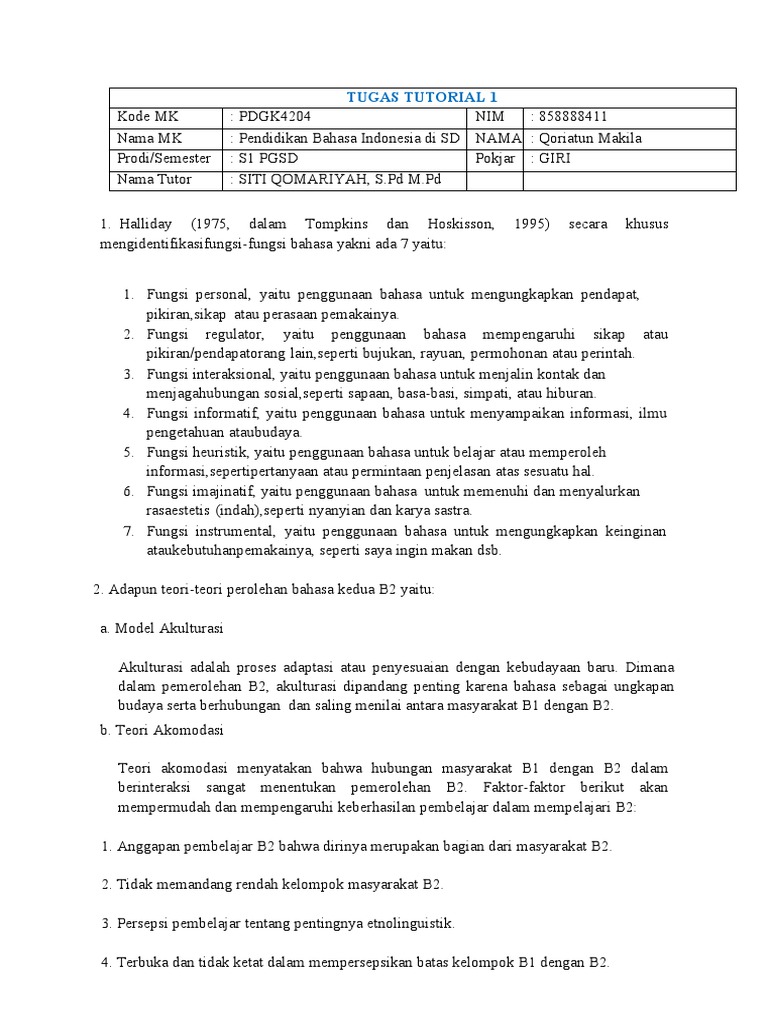 TT1 - PDGK4204 - Qoriatun Makila | PDF