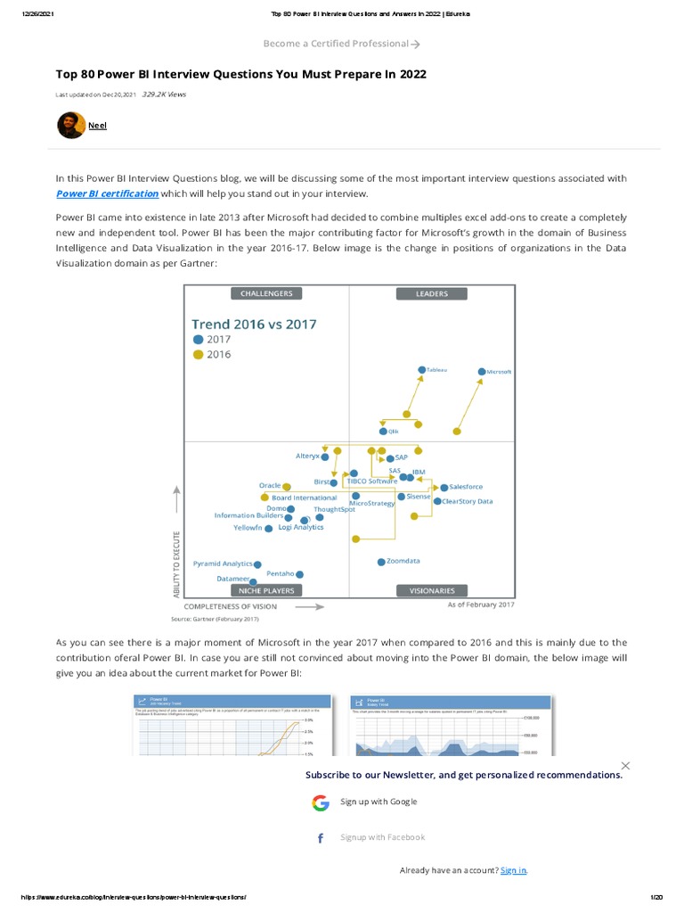 Top 80 Power BI Interview Questions and Answers in 2022 Edureka PDF | PDF | Business