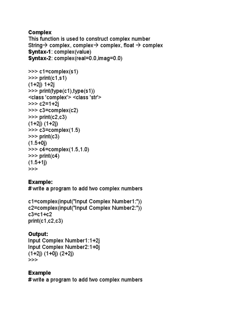 A Comprehensive Guide To Complex Numbers Boolean Values And String Conversions In Python Pdf