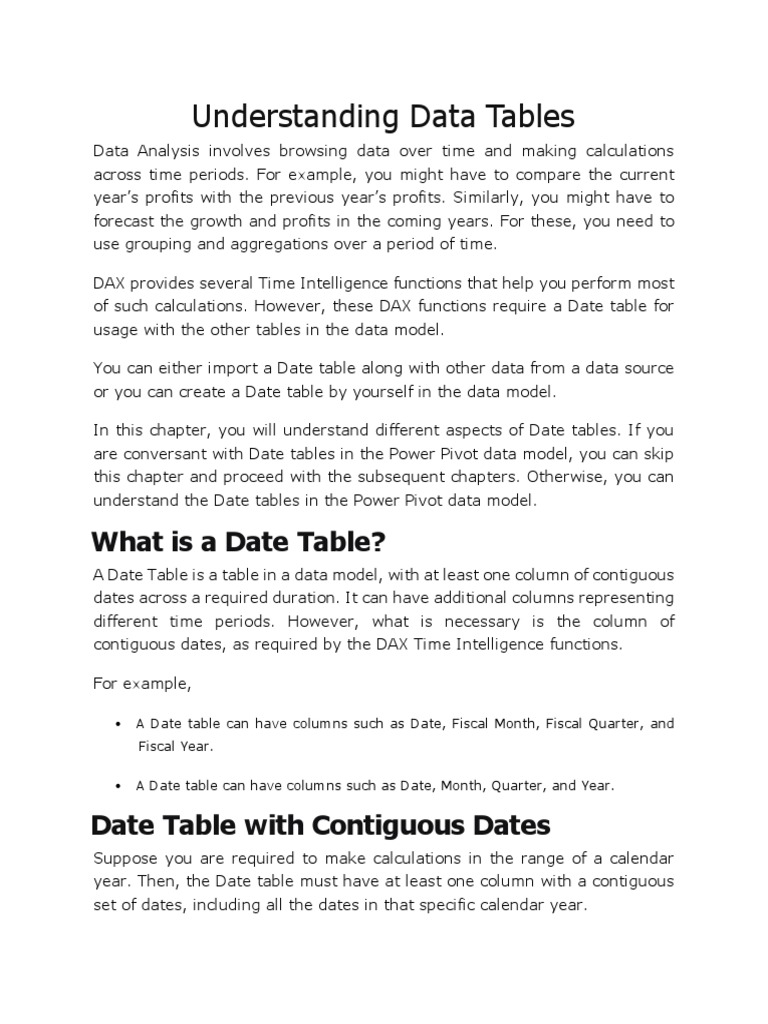 Understanding Data Tables | PDF | Microsoft Excel | Fiscal Year