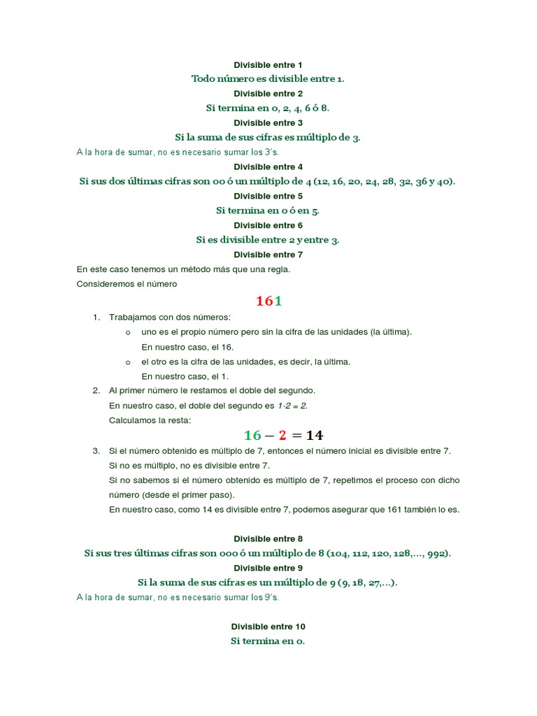 Reglas de Divisibilidad PDF | PDF