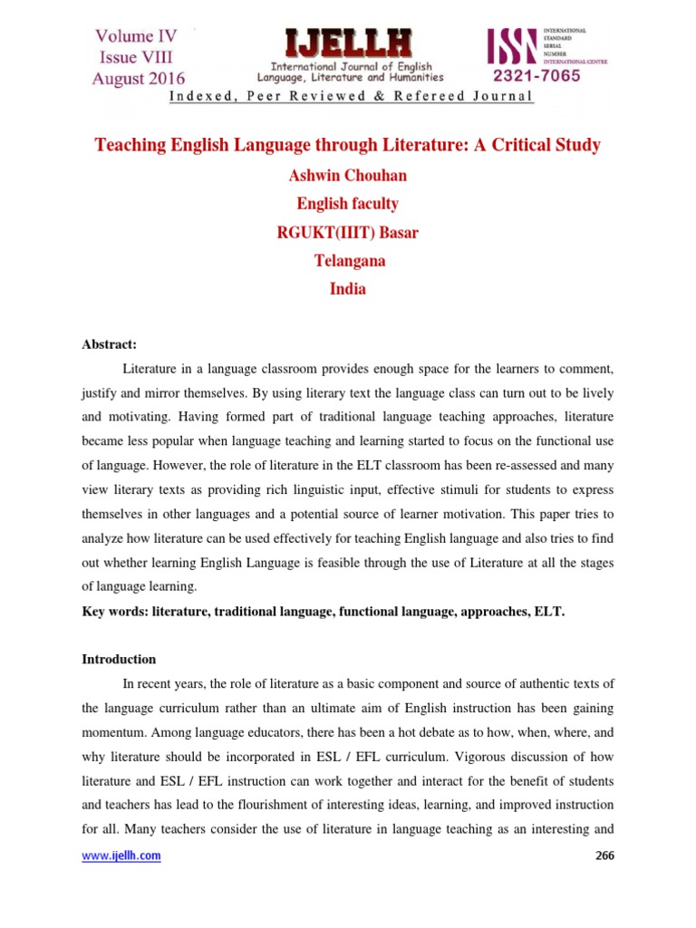 Teaching English Language Through Litera | PDF