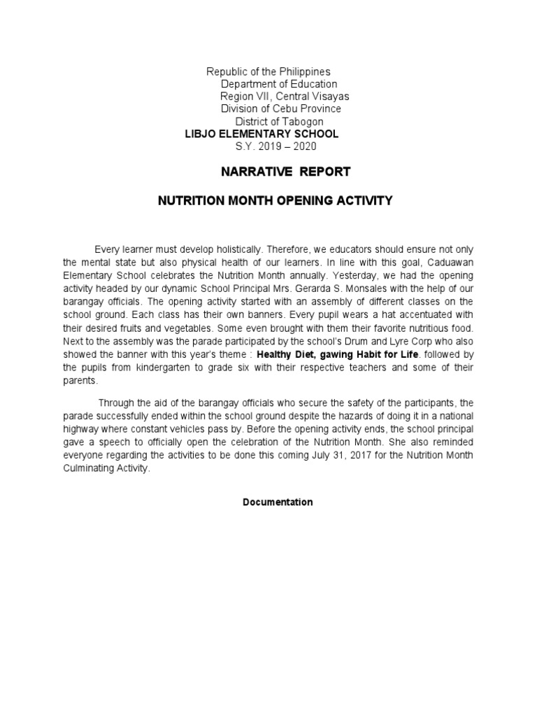 Nutrition Month Narrative 2025 Calendar