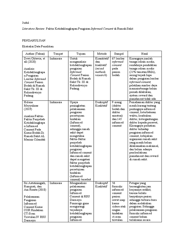 Tabel Ekstraksi Data Penelitian | PDF