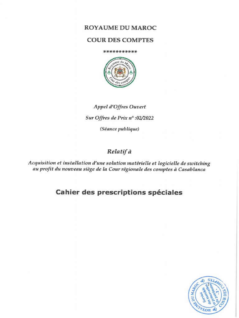 Cahier Des Prescriptions Speciales CPS - 2 - 2022 PDF | PDF