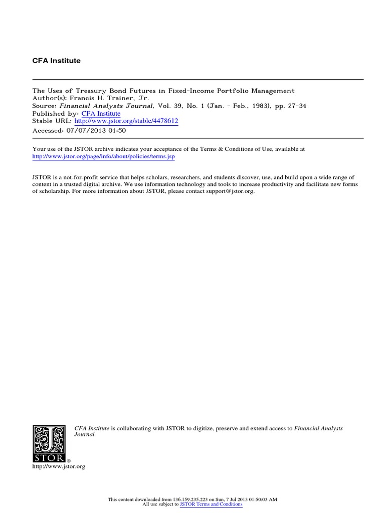 The Uses of Treasury Bond Futures in Fixed-Ncome Portfolio Management ...
