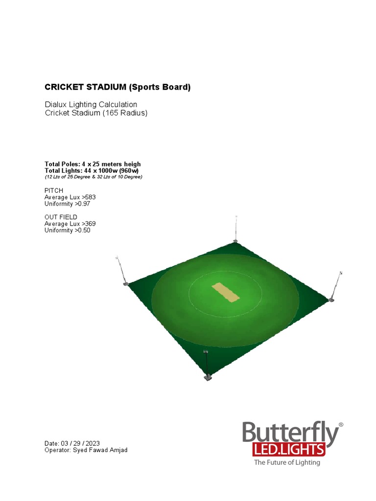 Cricket Stadium Lighting Specifications | PDF | Fax | Optics