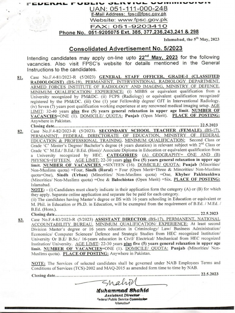 Consolidated Advertisment No. 5-2023 PDF | PDF