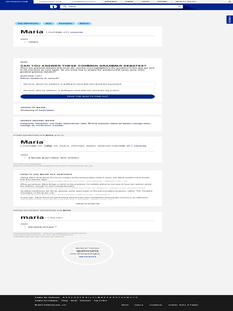 Maria Definition & Meaning - PDF | PDF | Linguistics | Linguistic ...